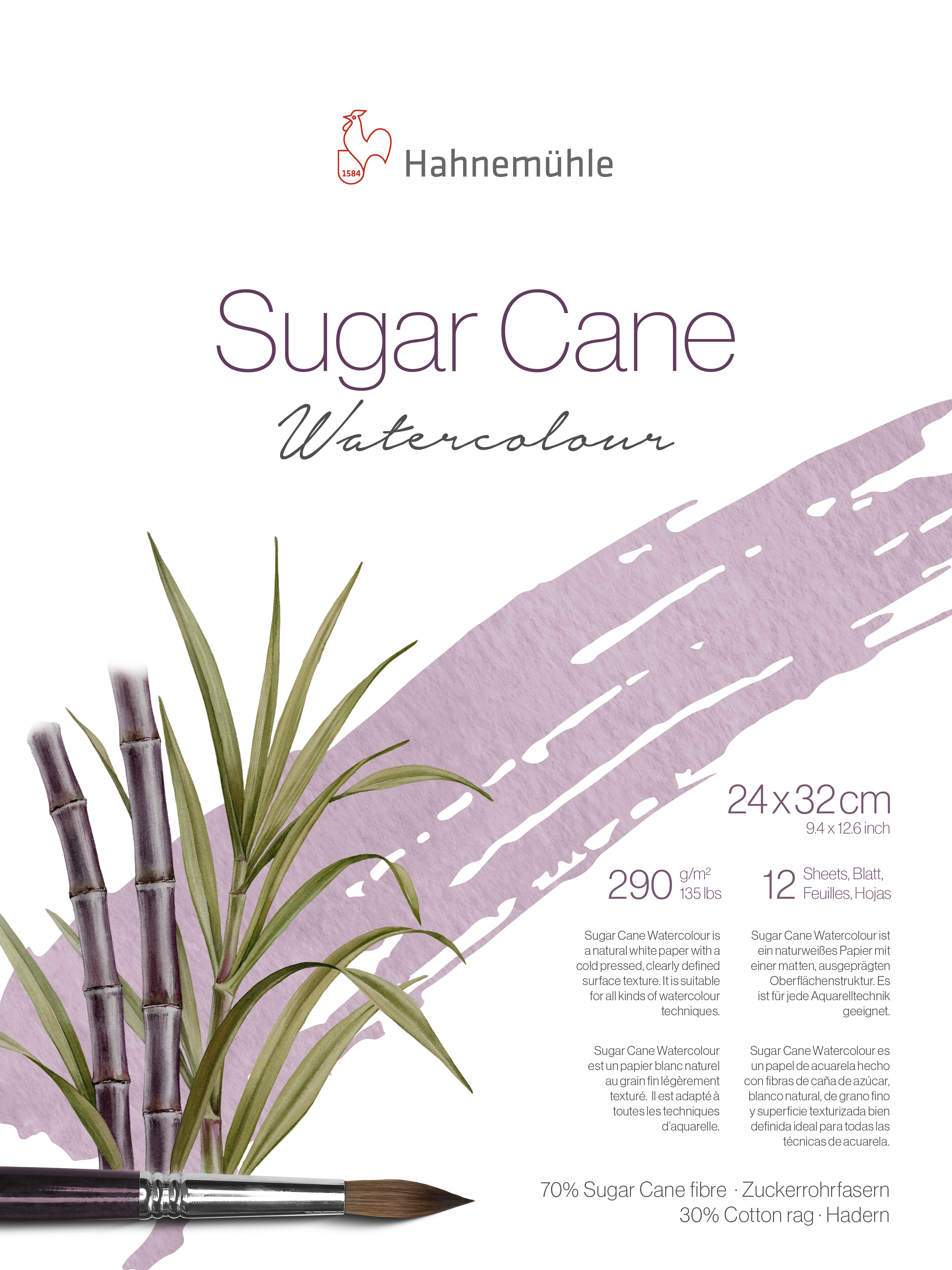 Hahnemühle Sugar Cane Watercolour 12 Sheet Block 9.5x12.5" - Wet Paint ...