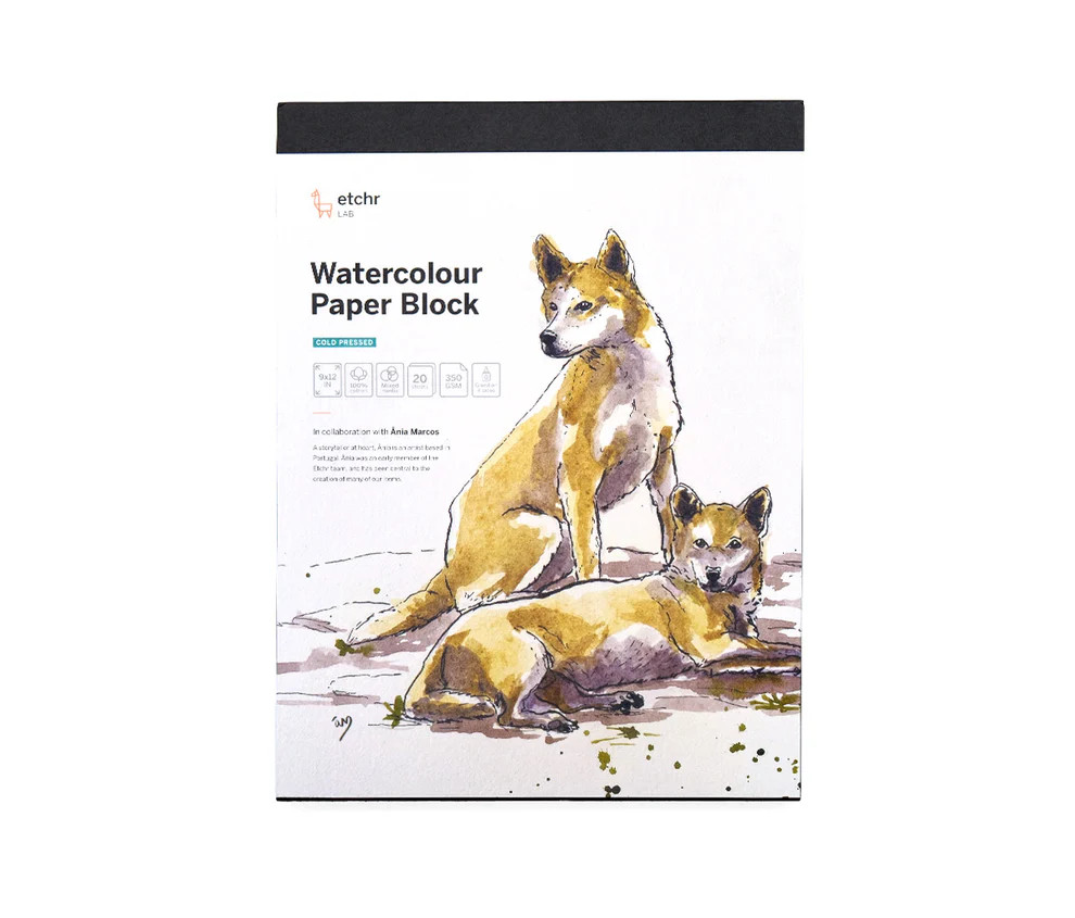Etchr 100% Cotton Watercolor Paper Block 9x12" Cold Press - Wet Paint ...