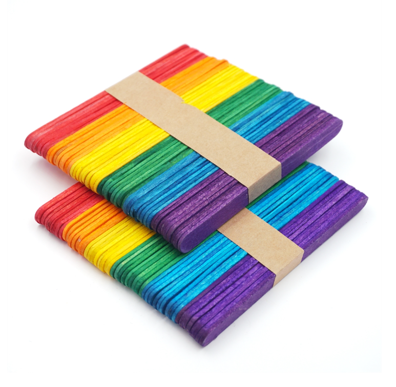 Angels Craft Popsicle Sticks 4.5" Assorted Colors 100 Piece - Wet Paint ...