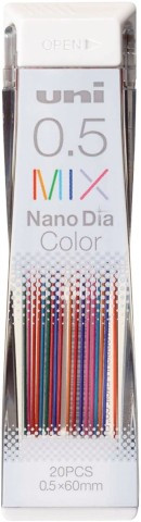 Uni Nano Dia Colored .5mm Eraseable Pencil Lead 20 Pieces - Wet Paint Artists' Materials and Framing