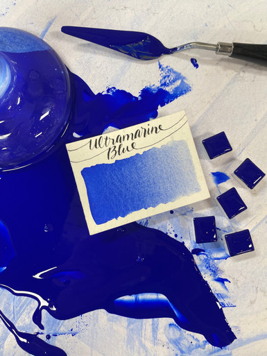 Stoneground Paint Watercolor 1/2 Pan Ultramarine Blue - Wet Paint ...