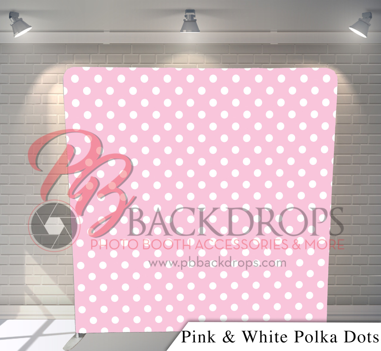 Pillow Cover Backdrop (Pink White Polka Dots) - PB Backdrops