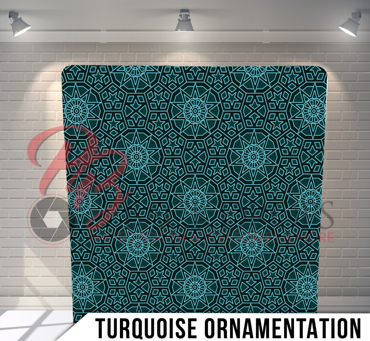 Pillow Cover Backdrop (Turquoise Ornamentation ) - PB Backdrops