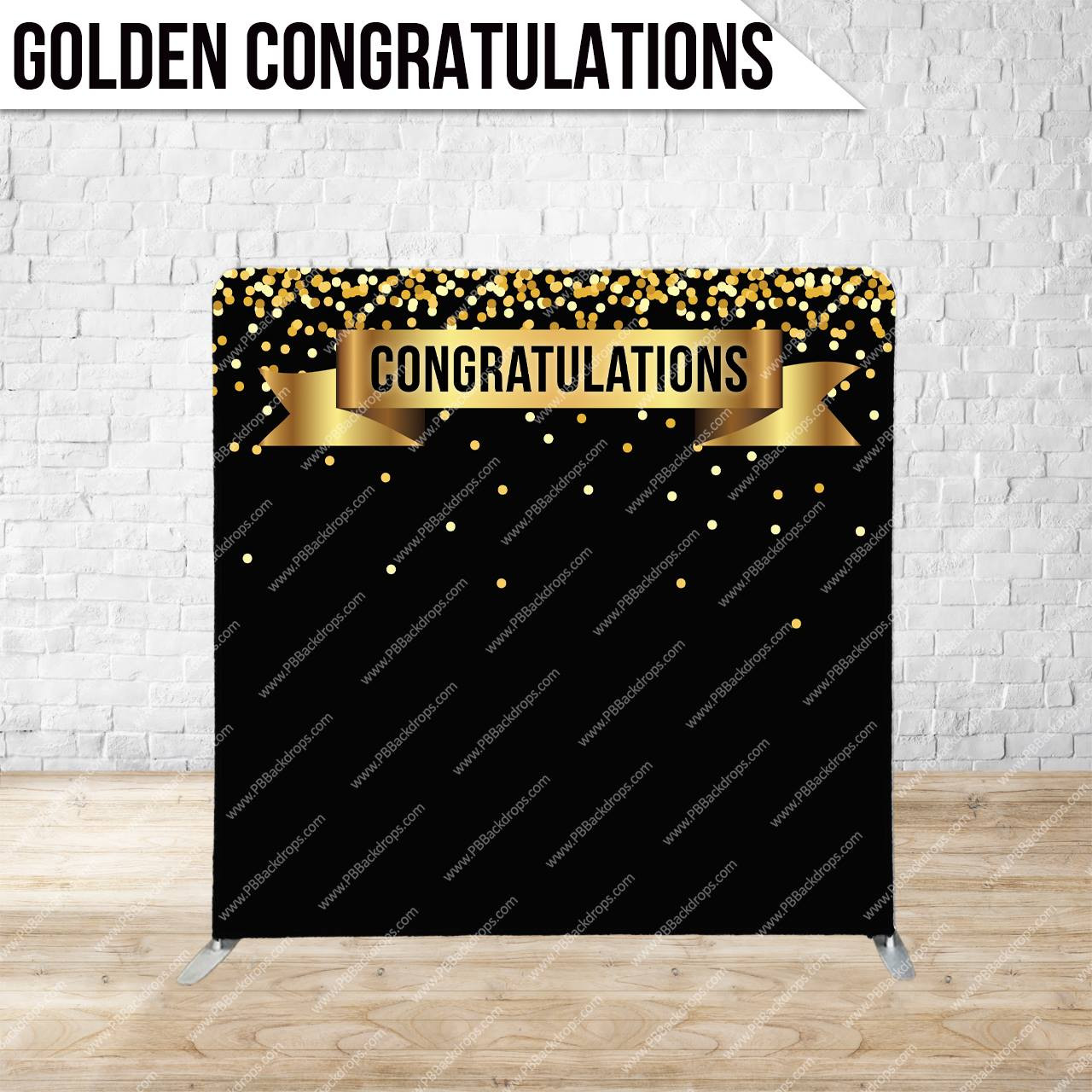 Pillow Cover Backdrop (Golden Congratulations) - PB Backdrops