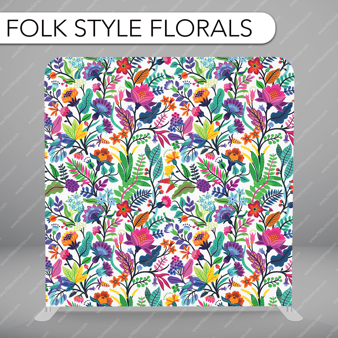 Pillow Cover Backdrop (Folk Style Florals) - PB Backdrops