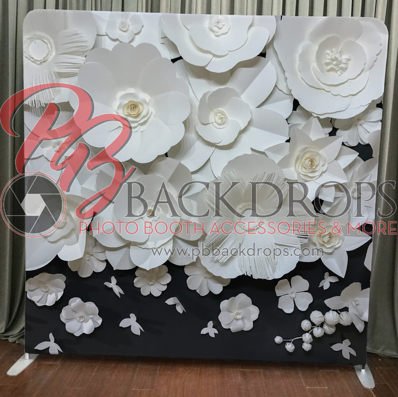 PIllow Cover Backdrop (White Paper Flowers) - PB Backdrops