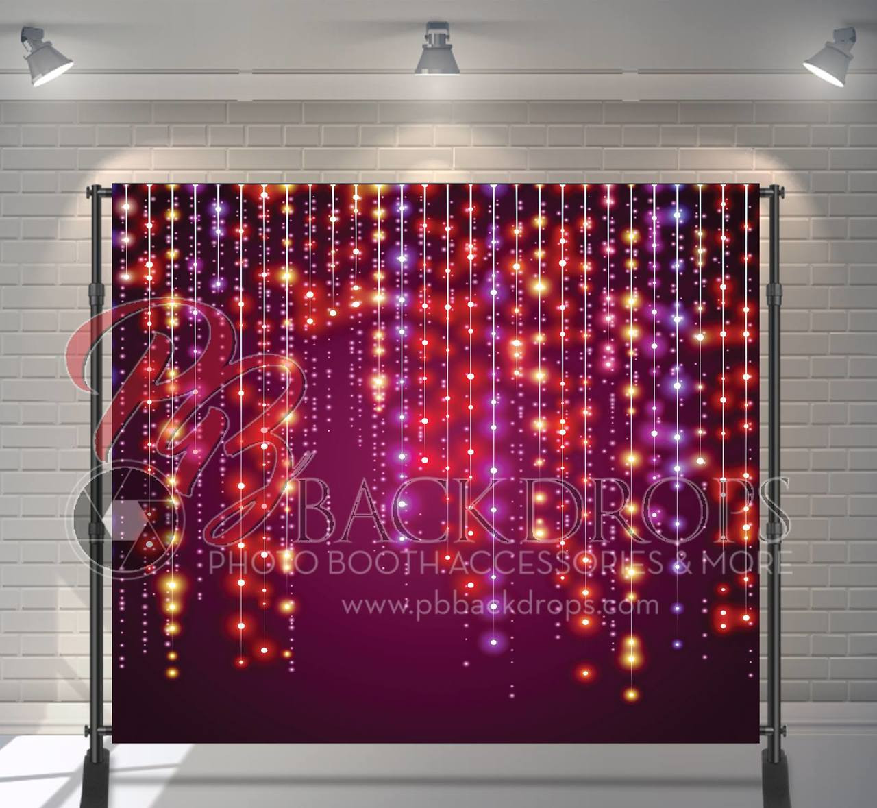 8x8 Printed Tension fabric backdrop (Light wood w/String Lights) - PB ...