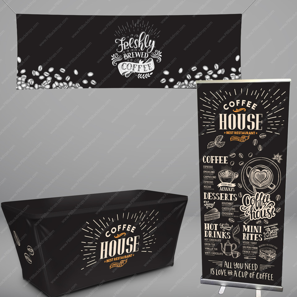 Show Bundle Package (Banner, retractable and table cover) - PB Backdrops
