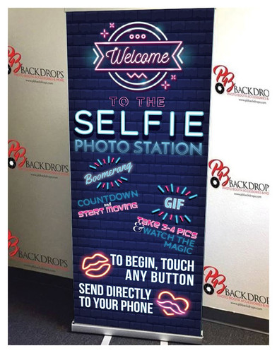 Selfie Station Bright #1 Retractable Banner - PB Backdrops