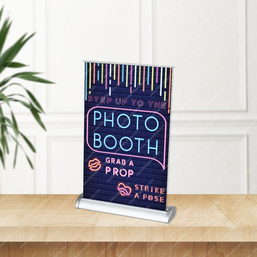 Neon Photo Booth Welcome Sign Table Top Retractable 11.5"x17.5" - PB ...
