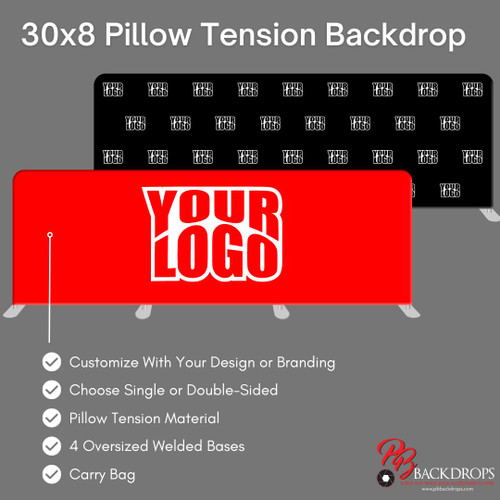 30x8 Pillow Cover Backdrop Frame and Single- or Double-Sided Backdrop ...