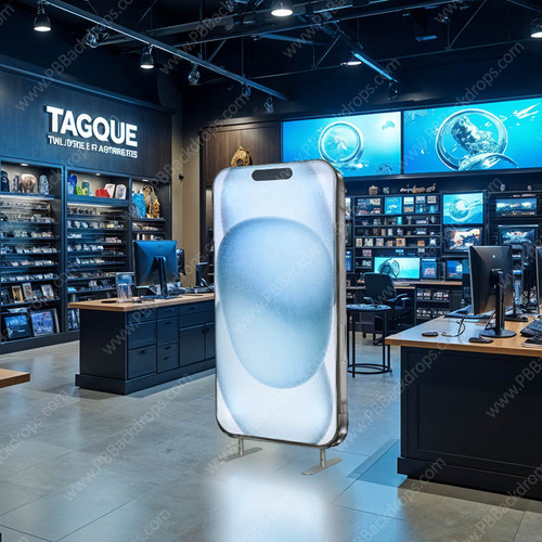 Phone-Shaped Exhibit Stand - PB Backdrops