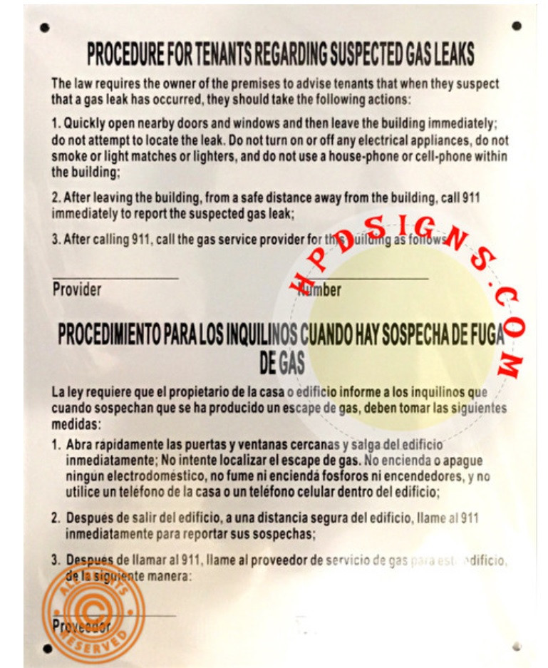 Gas leak notice hpd