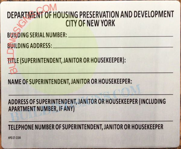 HPD NYC REQUIRED SIGNS CHECKLIST