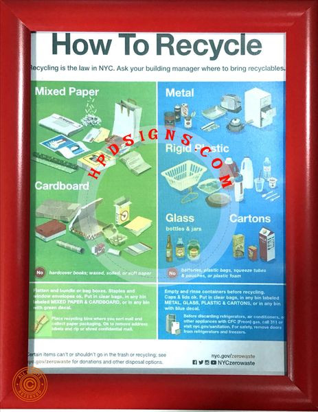 NYC How to recycle frame (red, frame 8.5x11, Front load)