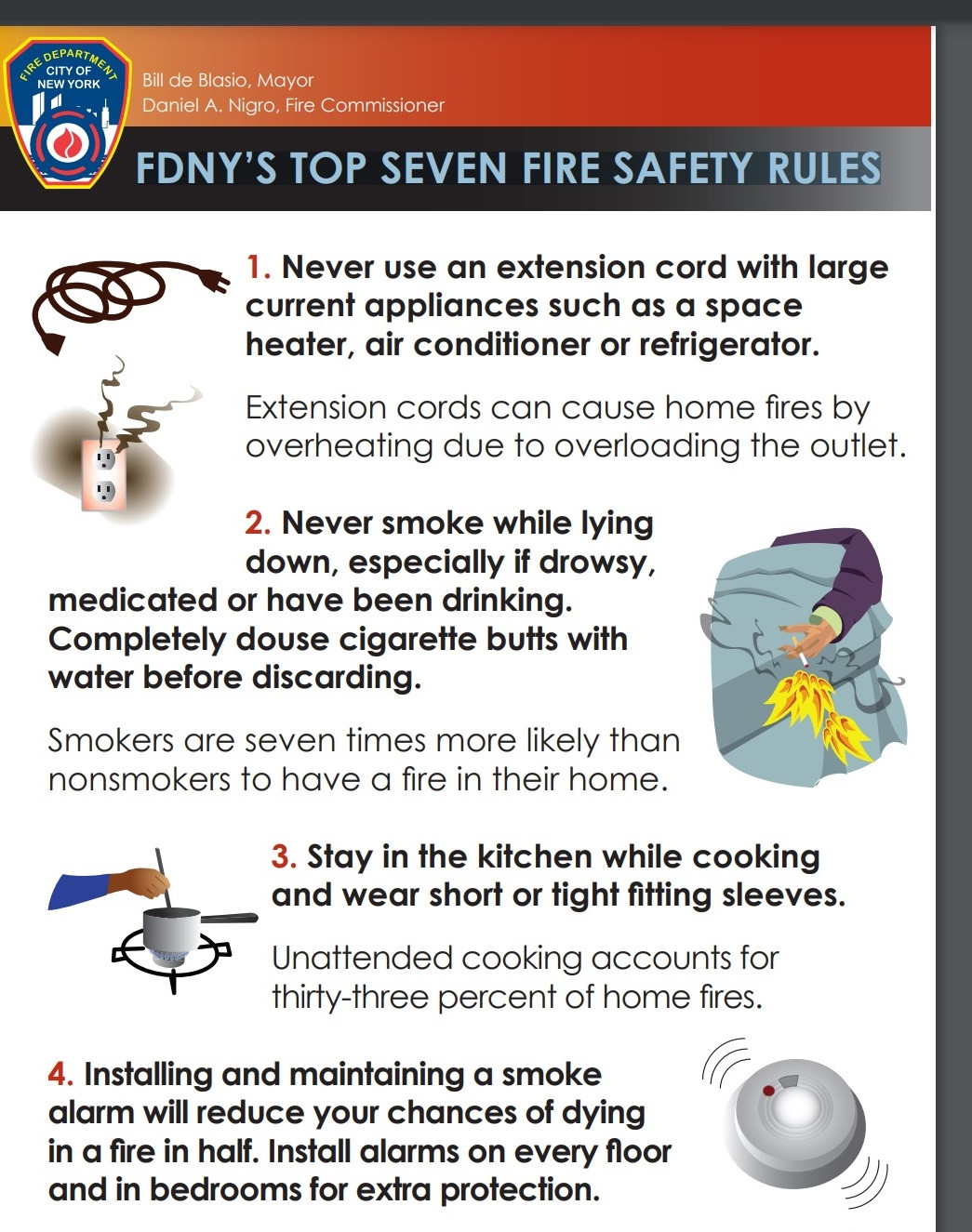 FDNY'S TOP SEVEN FIRE SAFETY RULES FLYER NYC (pdf file)