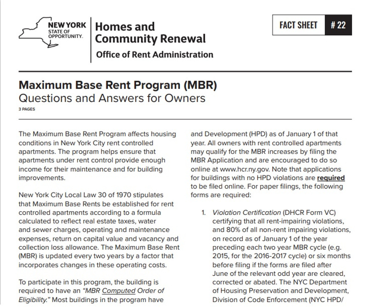 Fact Sheet #22: Maximum Base Rent Program (MBR) – Questions and Answers ...