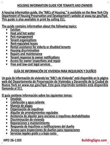 HPD Disaster Response Signage-HMC § 27-2051.1 (HPD EMERGENCY ...