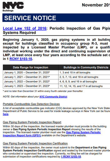 Local Law 152: Periodic Inspection of Gas Piping Systems in NYC