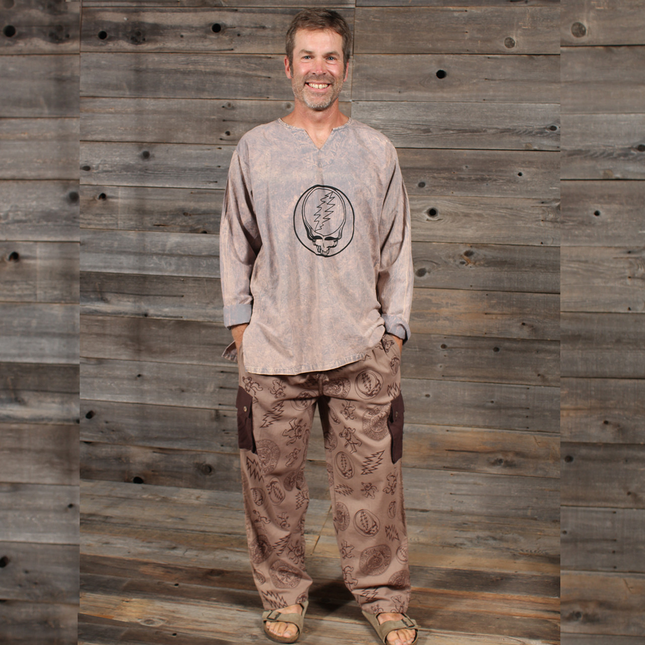 ROBBIE PANTS Cotton Cargo Pants W/ Multi Dead Print