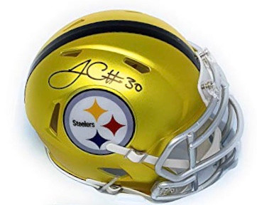 James Conner Pittsburgh Steelers Autographed Blaze Mini Football Helmet ...