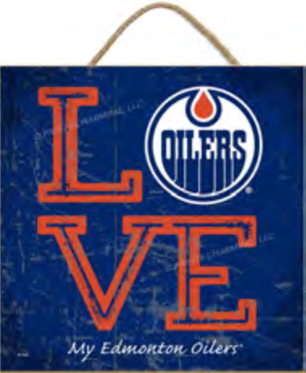 Edmonton OIlers Love My Edmonton Oilers Team Color NHL 10x10 Wood Sign ...