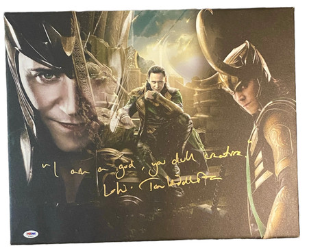 Tom Hiddleston Marvel Loki Autographed 16x20 Canvas with Inscription