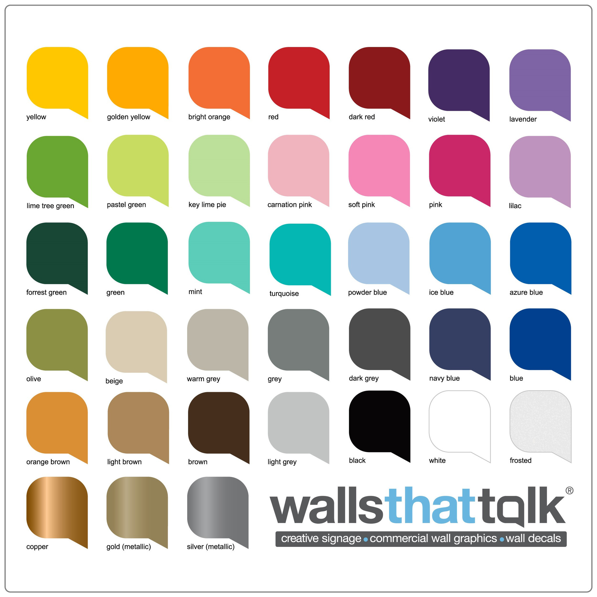 wall decal colour samples