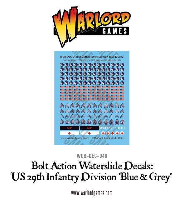 US 29th Infantry Division 'Blue & Grey' - Decal Sheet - 28mm - Kick-Ass ...