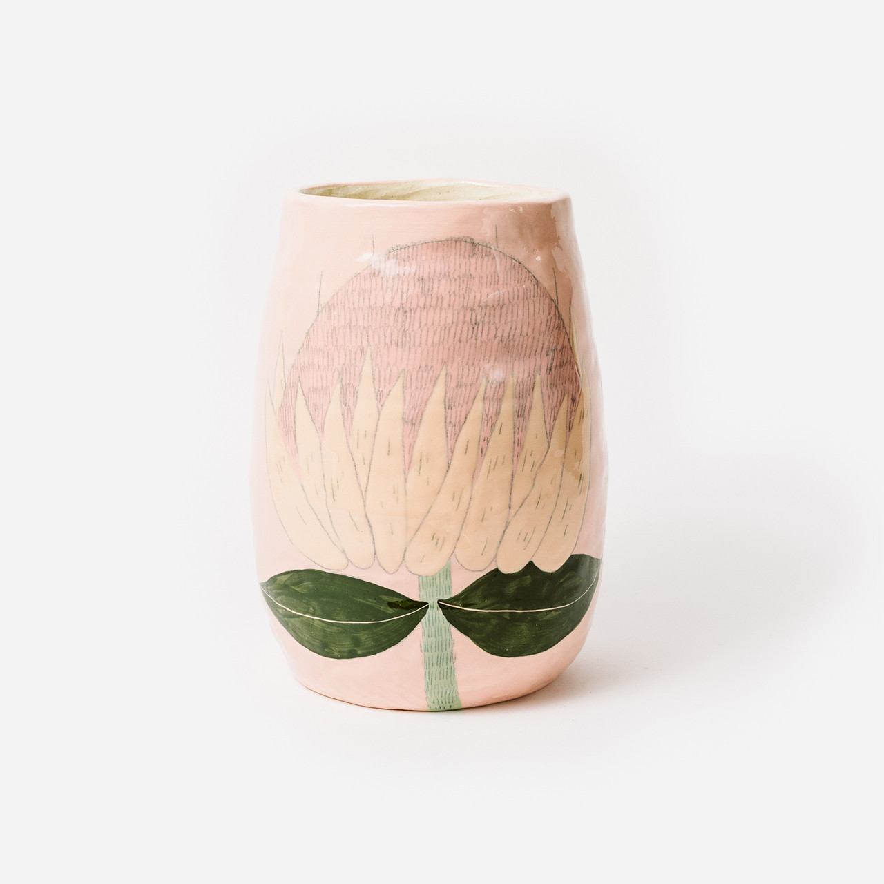 Handmade Cone Bush Protea Ceramic Vase | muntu