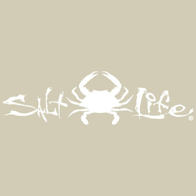 Salt Life Signature Crab White Vinyl Decal Small - Coastal Cottage