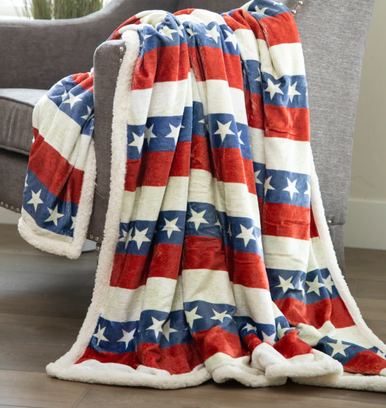 Americana Plush Throw Blanket - Coastal Cottage