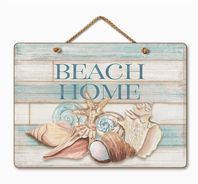 Hanging Sign Beach Home Shells - Coastal Cottage