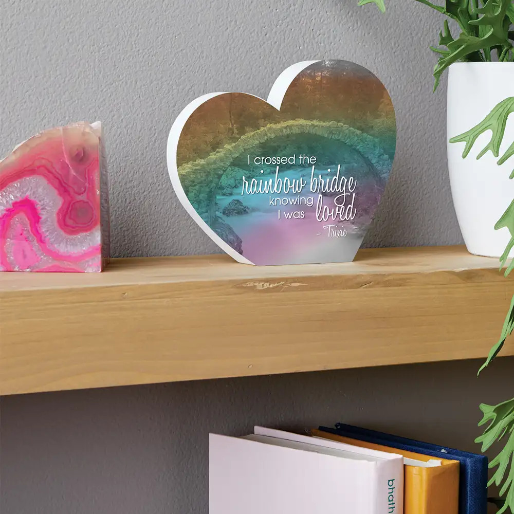 Rainbow Bridge Heart Plaque - Pet Memorial Gift