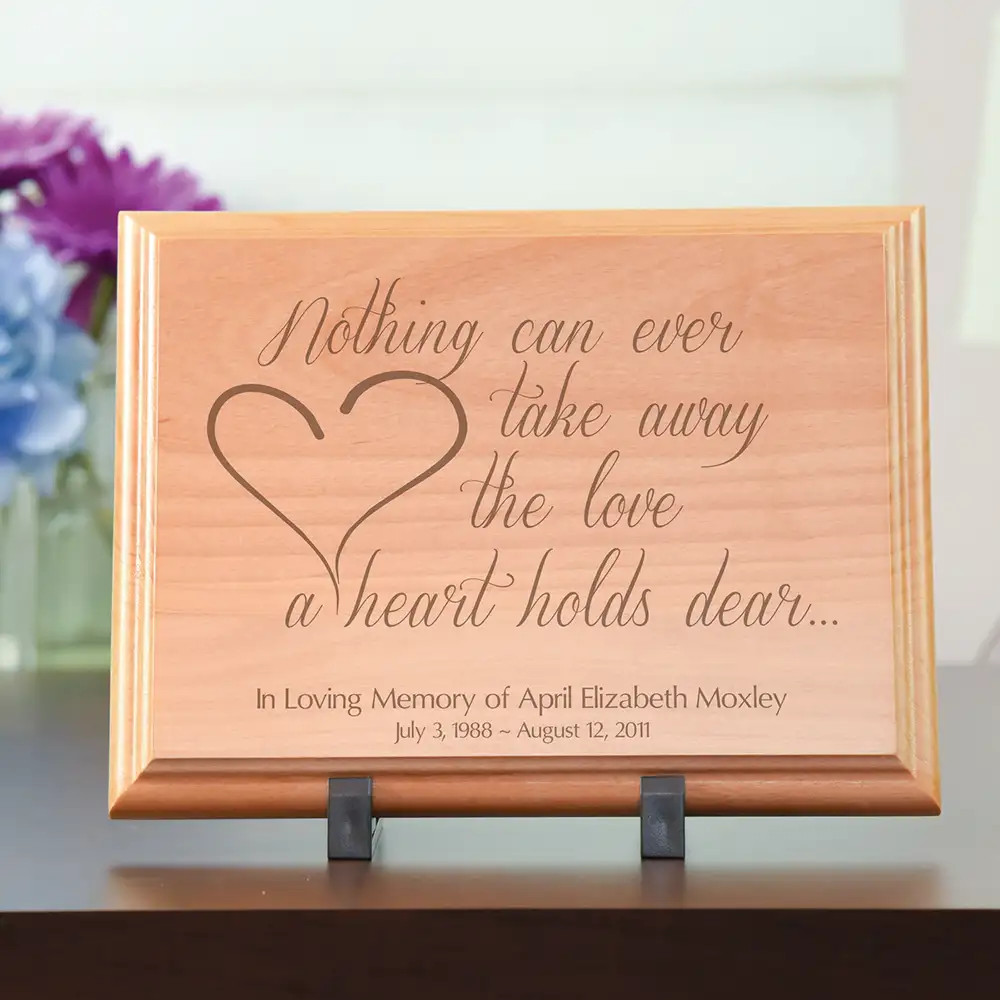Wooden Memory Plaque - The Love a Heart Holds Dear