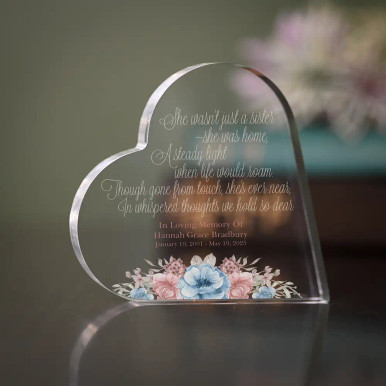 Elegant Acrylic Heart Plaque for Sister Tribute