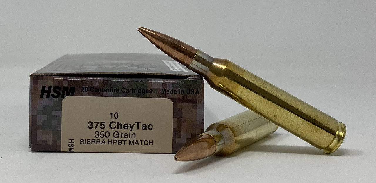 HSM 375 CheyTac Ammunition HSM-375CT-4-N 350 Grain Hollow Point Boat ...