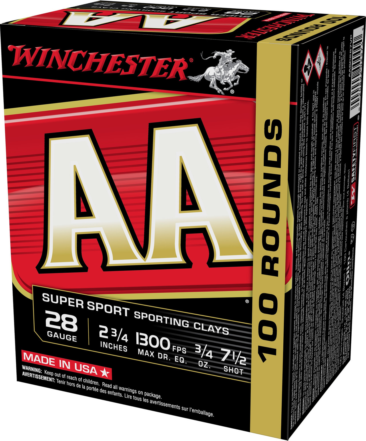 Winchester 28 Gauge Ammunition AA Super Sport AASC287 2-3/4" 7.5 Shot 3 ...