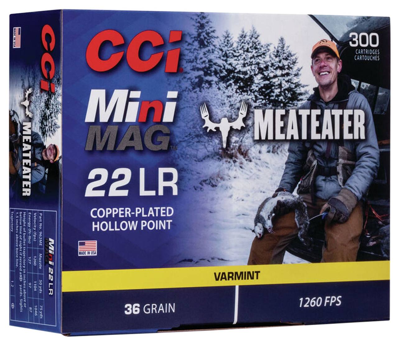 CCI Mini-Mag 22 LR Ammunition 0030 Copper-Plated Round Nose 40 Grain ...