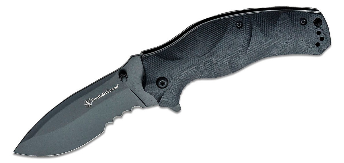 Smith & Wesson Black Ops Recurve Spring Assisted Flipper Knife ...