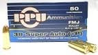 Aguila 38 Super Auto +P Ammunition 1E382112 130 Grain Full Metal Jacket ...