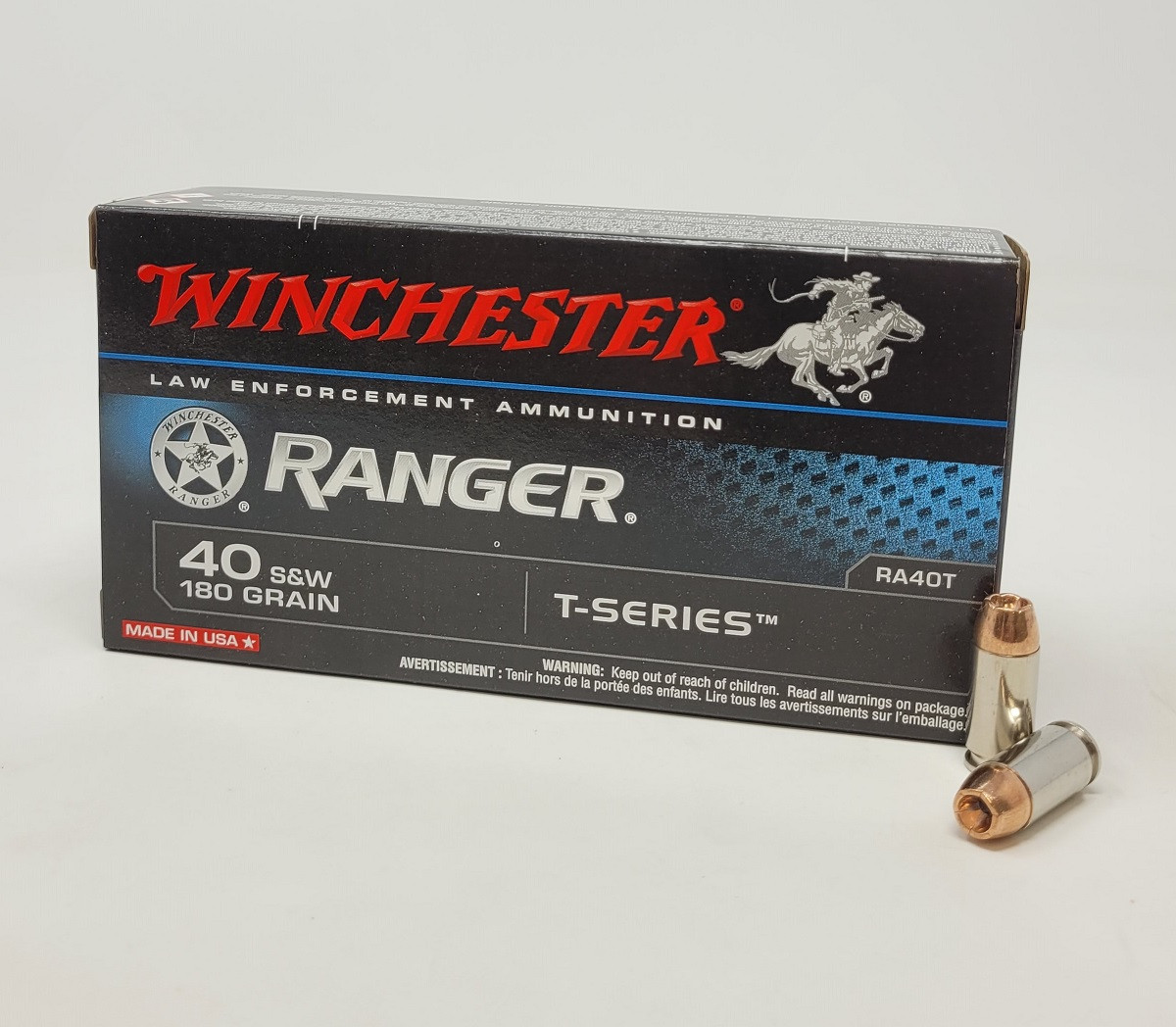 Winchester 40 S&W Ammunition Ranger RA40T 180 Grain Bonded Jacketed ...