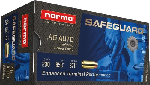 Norma Safeguard 45 Auto Ammunition 610940050 230 Grain Jacketed Hollow ...