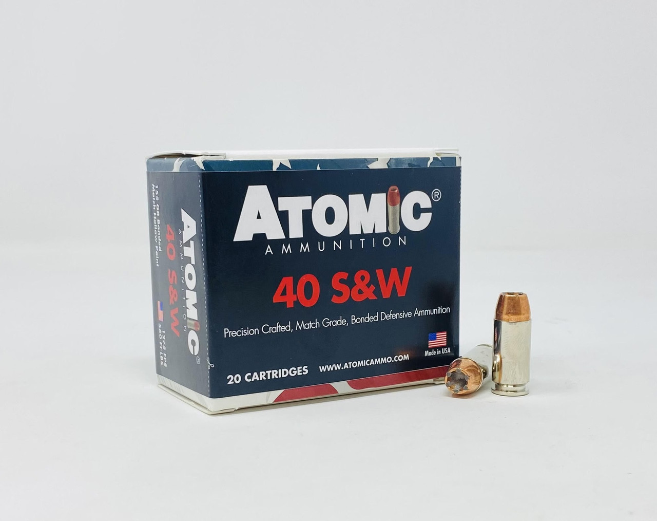 Atomic 40 S&W Ammunition ATOM04850 155 Grain Bonded Hollow Point 20 Rounds