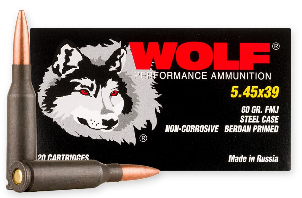 Wolf 5.45x39mm Ammunition WPA545FMJ20 60 Grain Full Metal Jacket CASE ...
