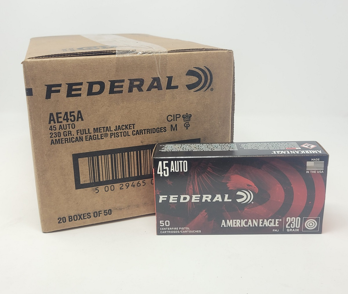 Federal 45 Auto Ammunition American Eagle AE45A 230 Grain Full Metal ...