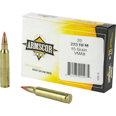 Armscor 223 Rem Ammunition ARMFAC223-5N 55 Grain VMAX 20 Rounds