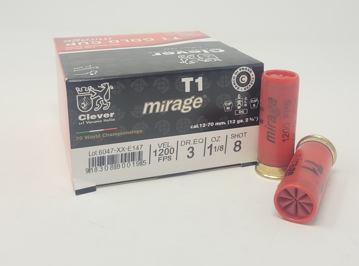 Clever 12 Gauge Ammunition T1 Mirage 2-3/4" #8 Shot 1-1/8oz 1200fps ...