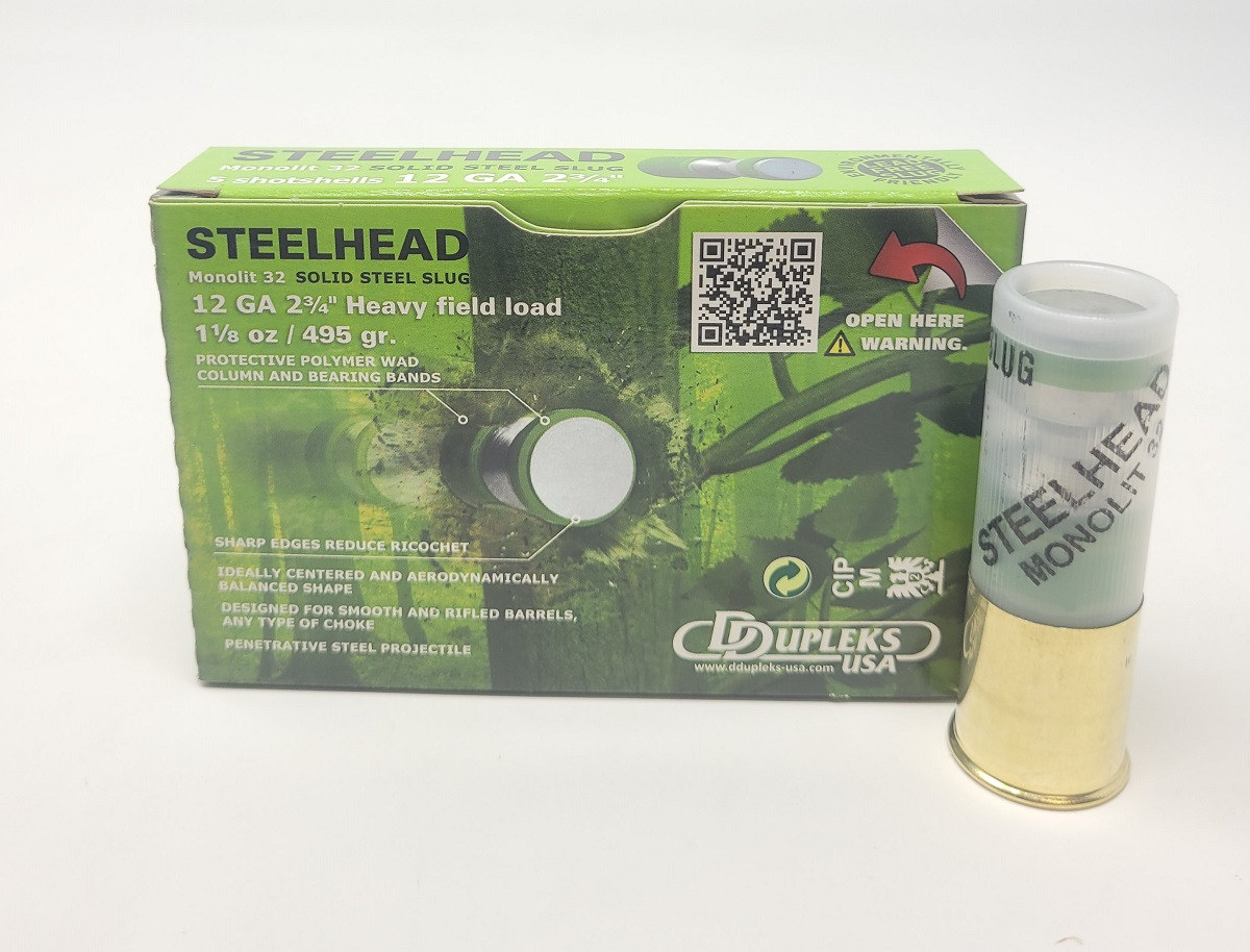 DDupleks 12 Gauge Ammunition Steelhead DD12M32 2-3/4" Monolit 32 Solid ...