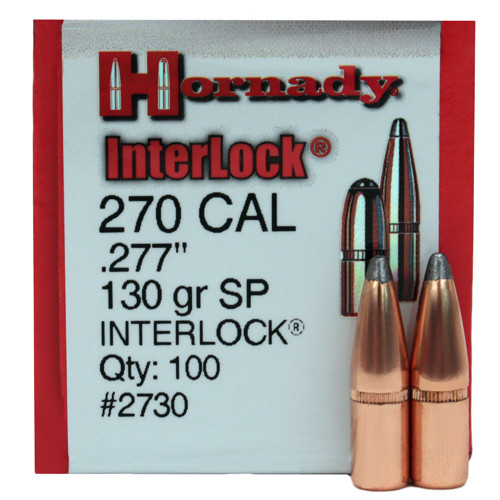 Hornady 270 Cal (.277 Dia) Reloading Bullets H2730 130 Grain Interlok ...